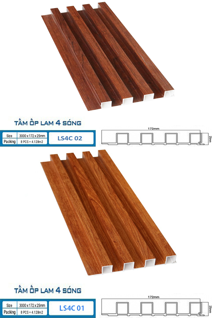 Lam 4 sóng PVC cao 25mm - TRƯỜNG NGUYÊN DOOR